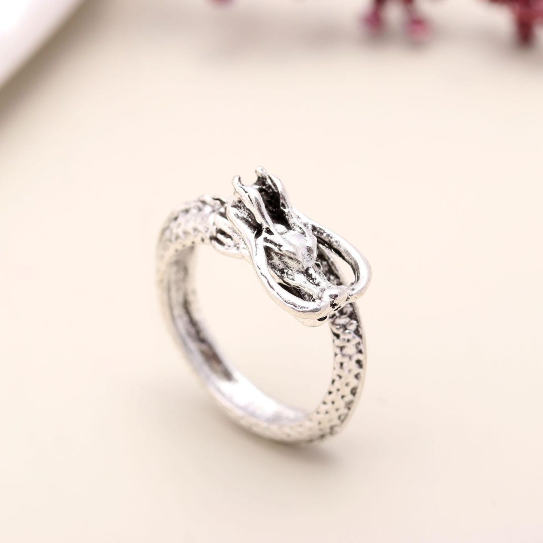 925 Sterling Silver Dragon Ouroboros Wrap Ring | Men's Dragon Open Ring -snake Jewelry | Gothic ...