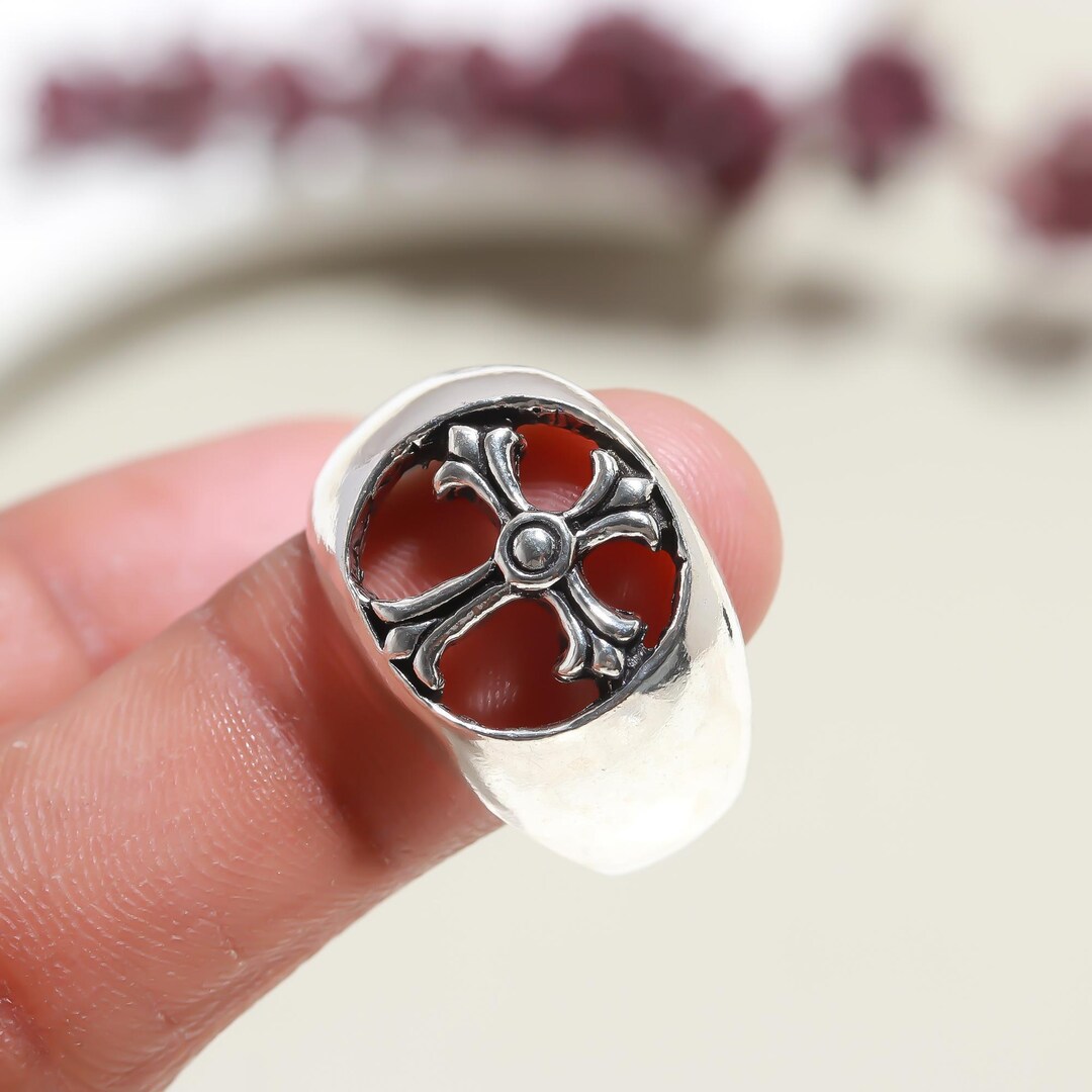 925 Sterling Silver Cross Signet Rings for Men's, Filigree Swirl Cross ...