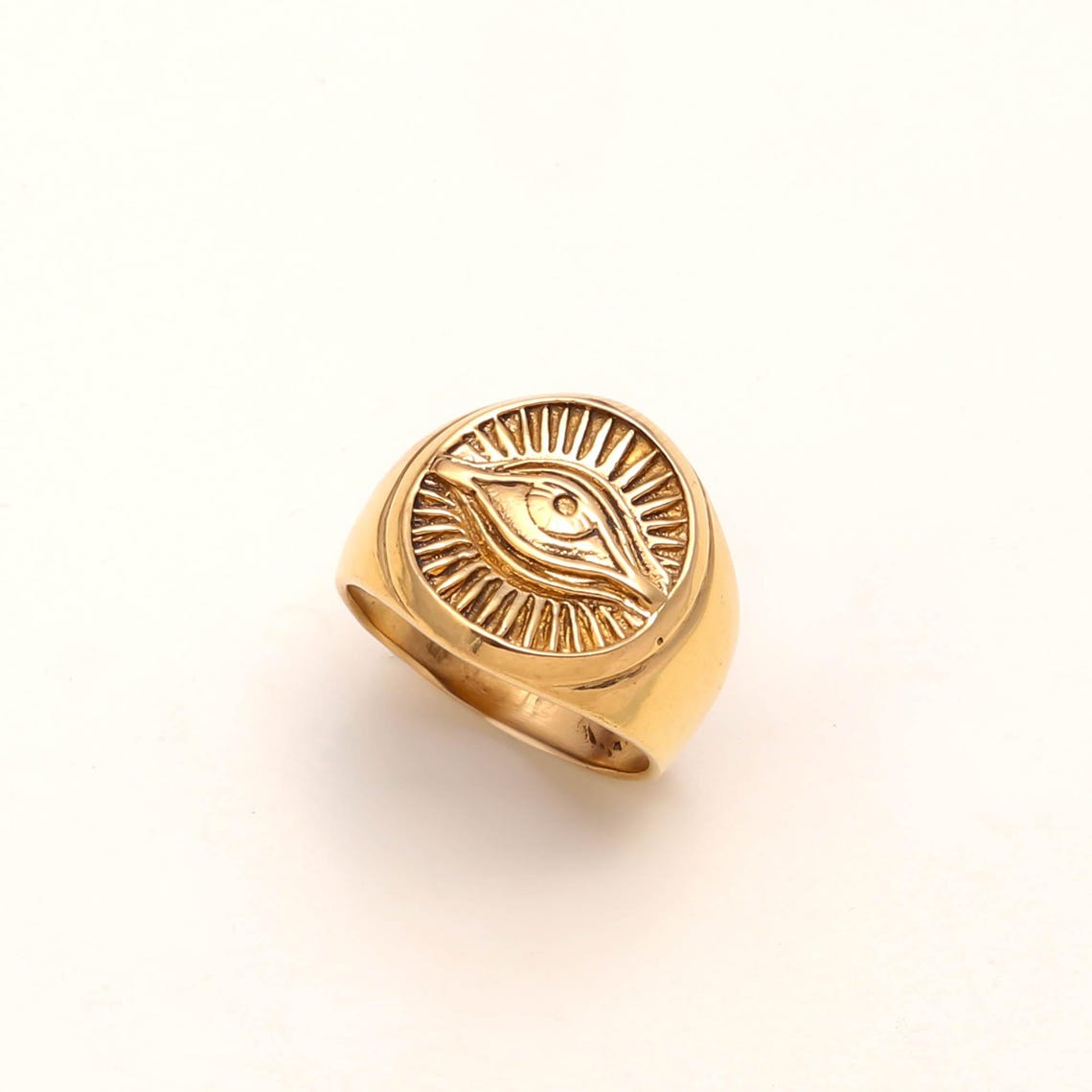 Eye of Protection Ring | Gold Evil Eye Ring | Statement Signet Ring ...