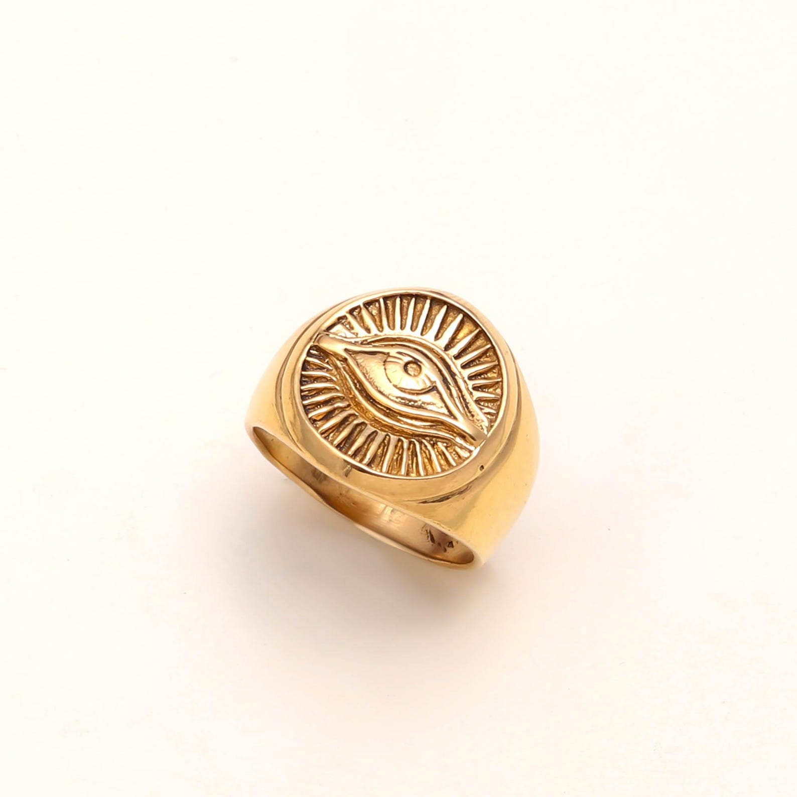 Eye of Protection Ring | Gold Evil Eye Ring | Statement Signet Ring ...