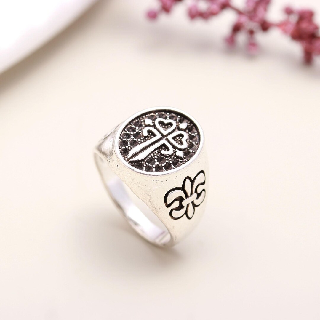 925 Sterling Silver Cross Ring for Men & Women | Christian Signet Ring ...