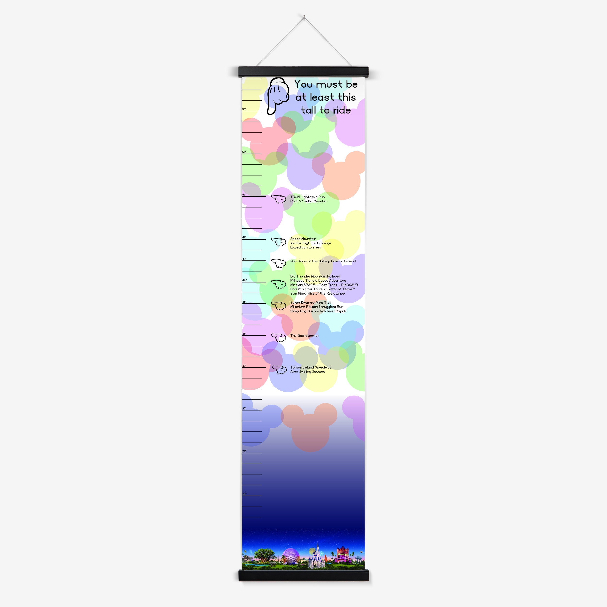 Child's Height Chart - Disney World Ride Height Restriction Markers ...