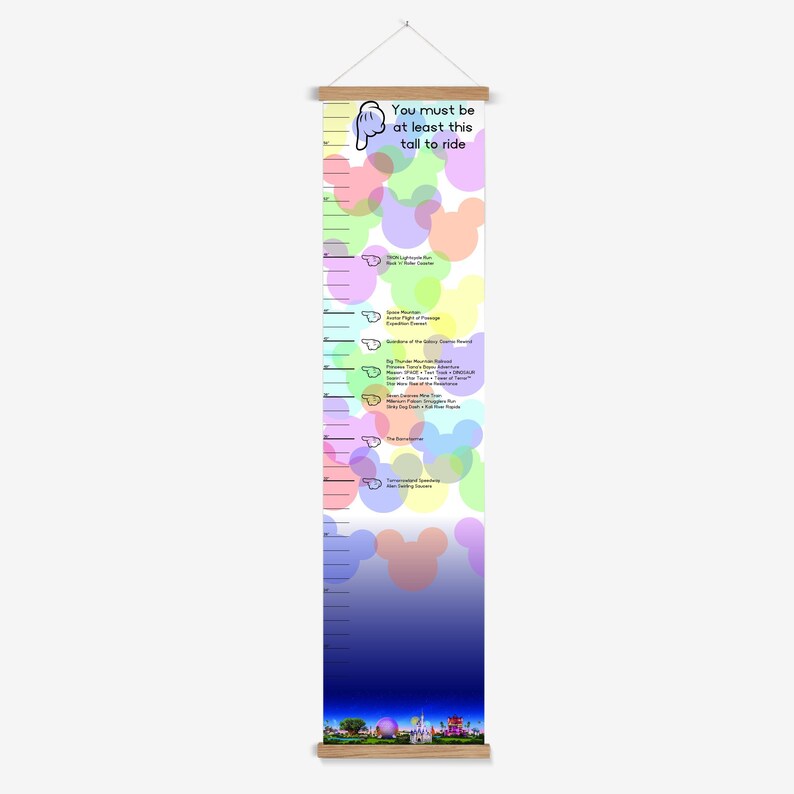 Child's Height Chart - Disney World Ride Height Restriction Markers ...