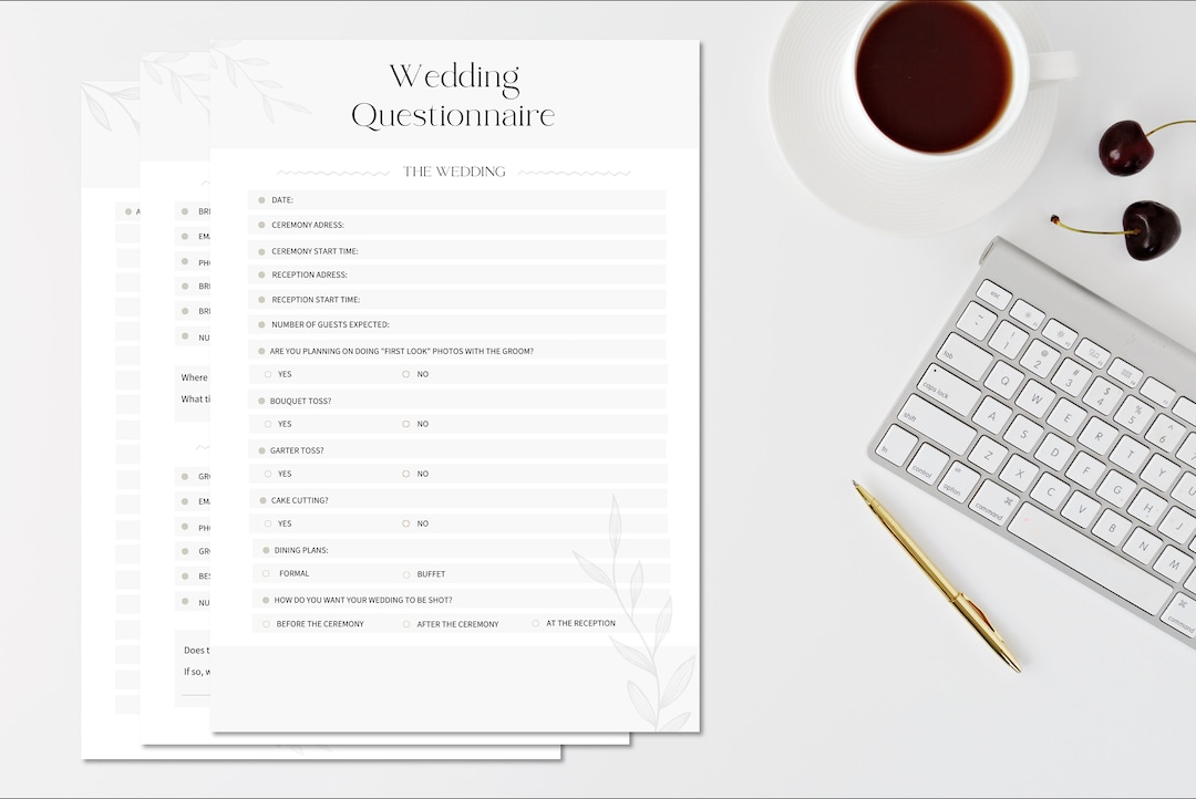 Wedding Photography Questionnaire, Editable Wedding Questionnaire ...