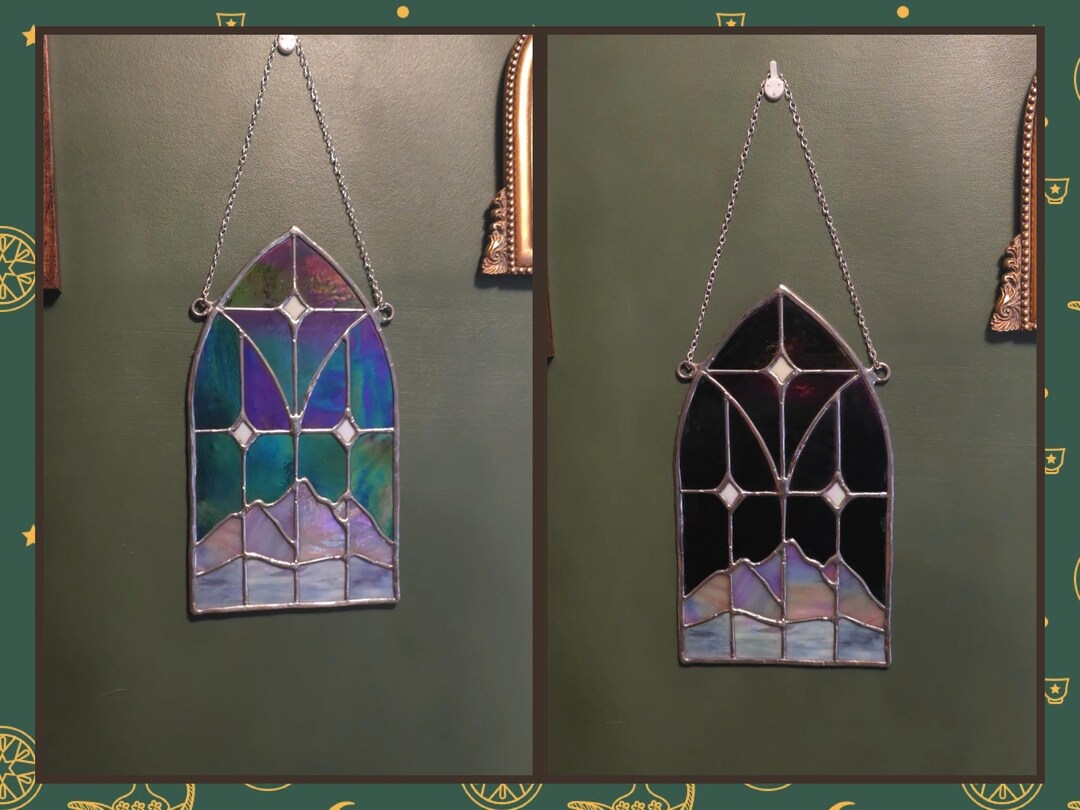 ACOTAR Inspired Cathedral Stained Glass Suncatcher Mountains Night ...