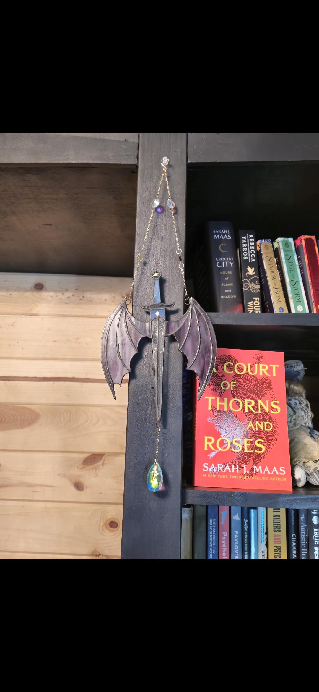 Stained Glass | Suncatcher | Acotar Inspired | Bat Wings | Sword Decor ...