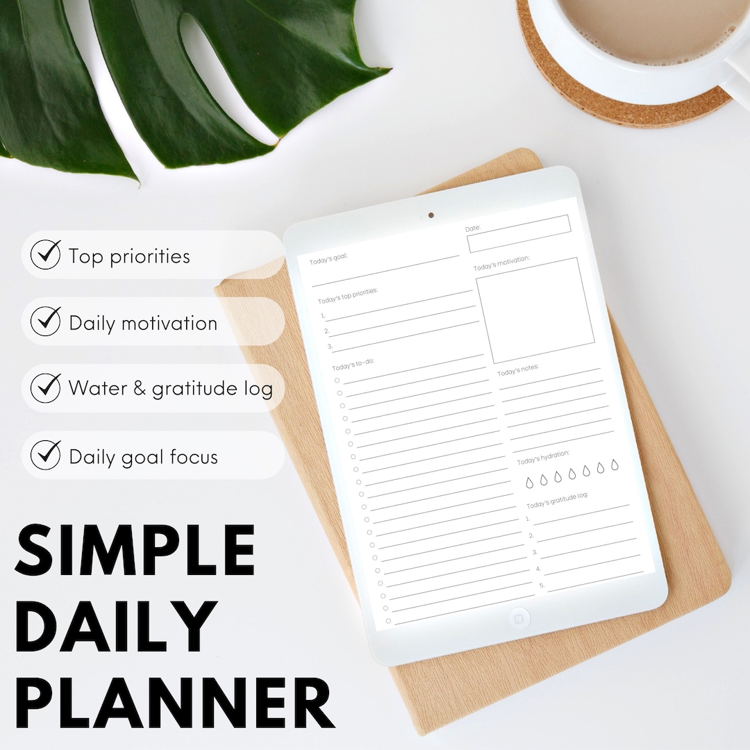 INSTANT DIGITAL DOWNLOAD Minimalist Daily Planner, Simple and ...