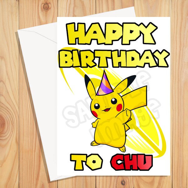 Pikachu Happy Birthday Card - Etsy