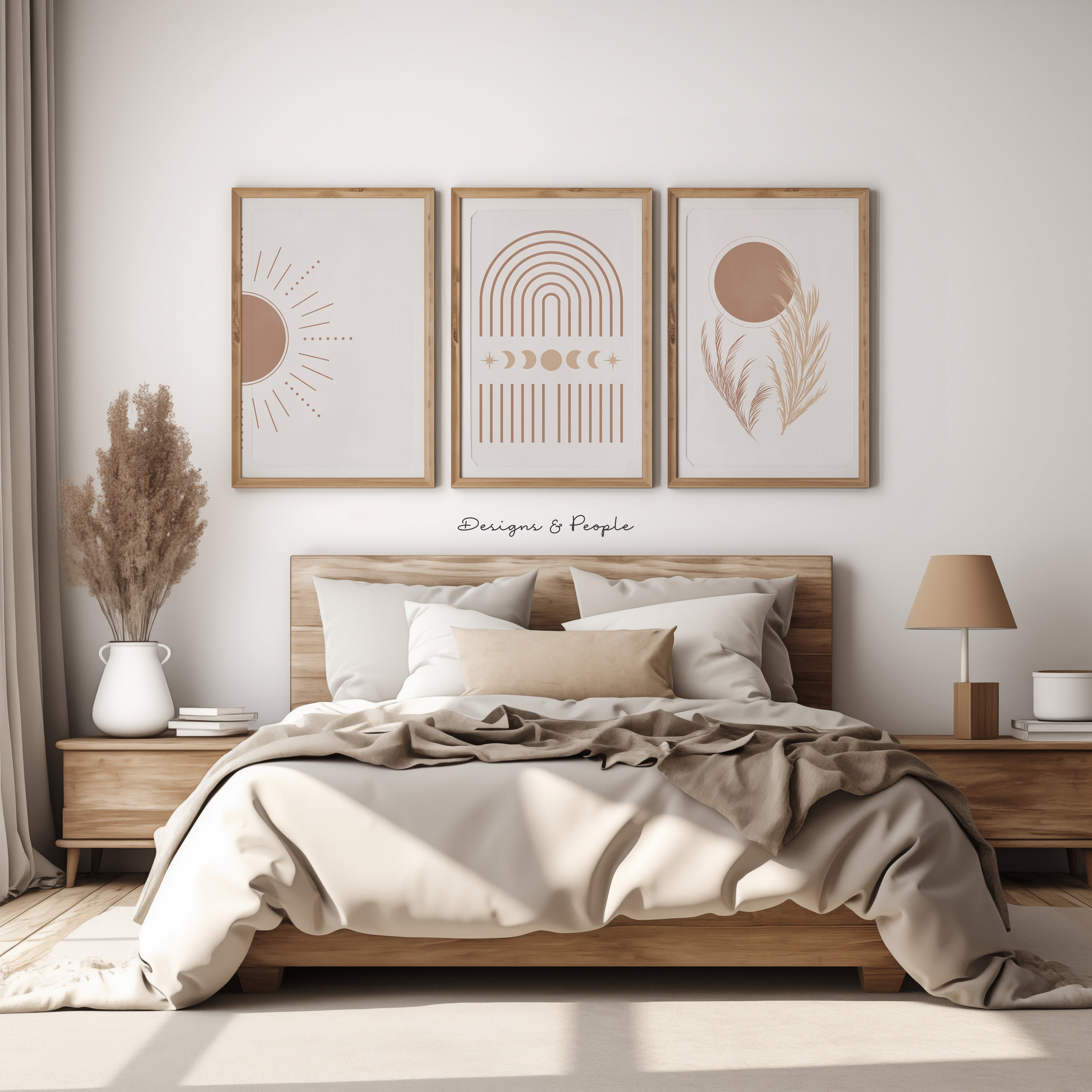 Boho Simple Wall Art Decor Printable Boho Sun and Rainbow Wall Art ...