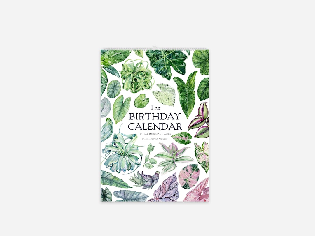 Botanical Perpetual Birthday Calendar, A4 Bday Plant Calendar, Original ...