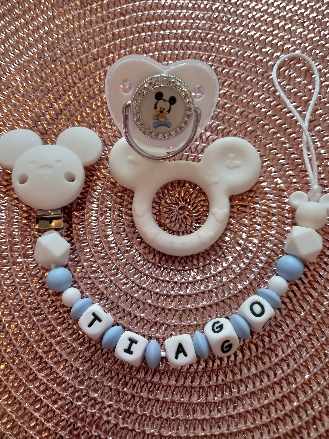 Mickey Personalized Pacifier Attachment Ring Matching Silicone Pacifier ...