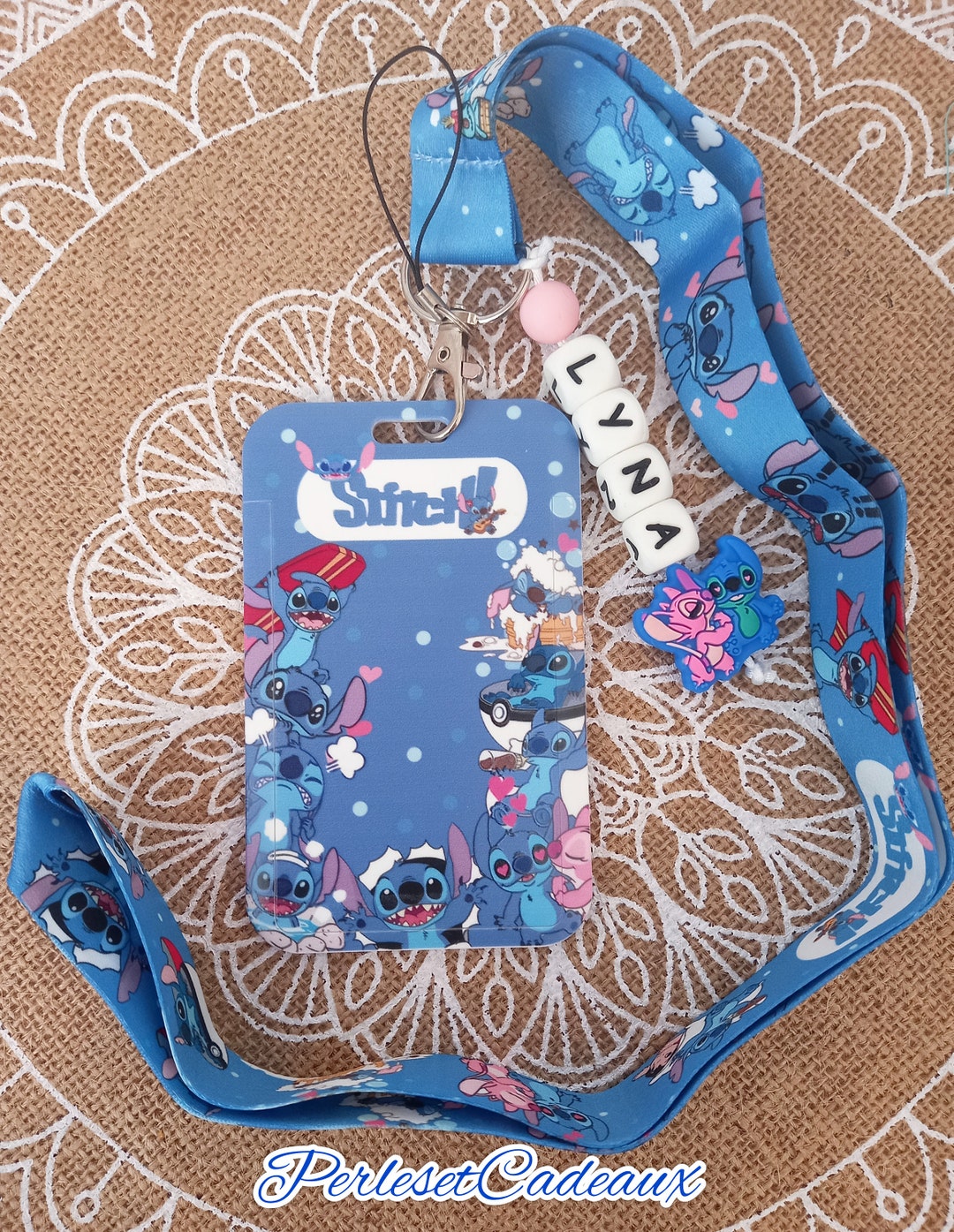 Stitch Card Holder Personalized First Name Bus Card, Canteen, Blue ...