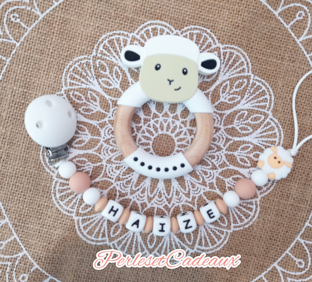 Personalized Sheep Pacifier Clip Matching Sheep Ring Baby Birth Gift - Etsy