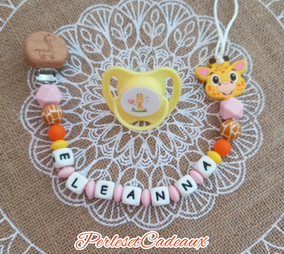 Personalized Giraffe Pacifier Attachment and Matching Pacifier Gift ...