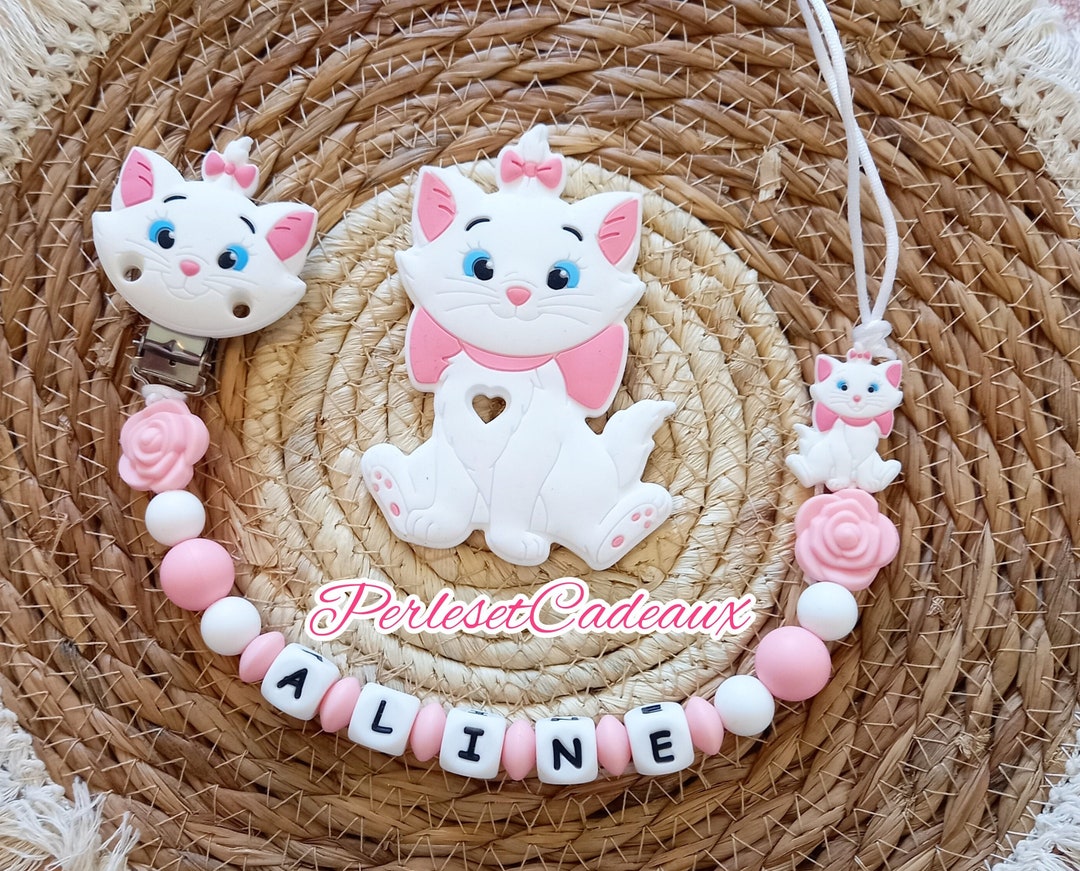 Personalized Pacifier Clip Girl Cat Matching Ring Baby Birth Gift - Etsy