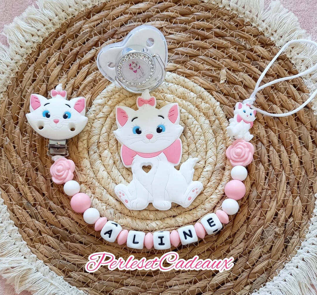 Personalized Cat Pacifier Clip + Matching Ring and Pacifier Baby Birth ...