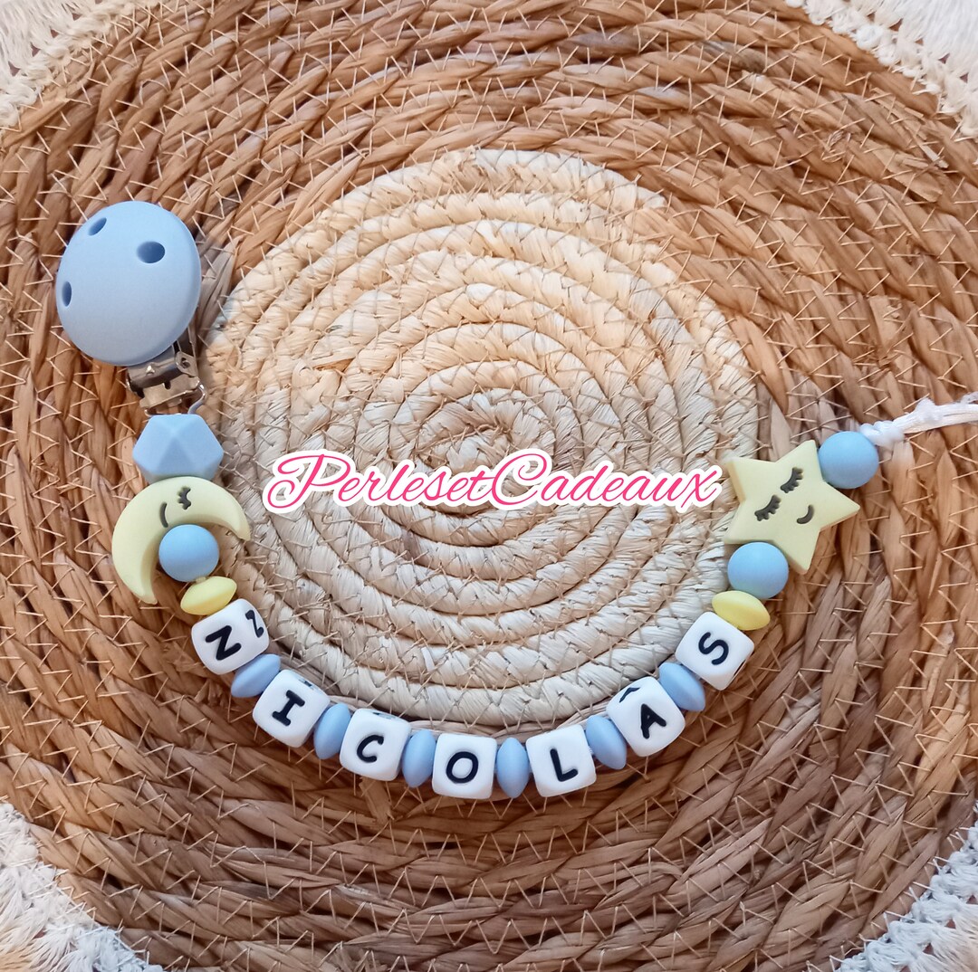 Personalized Star and Moon Pacifier Attachment mam Possible Baby Birth ...
