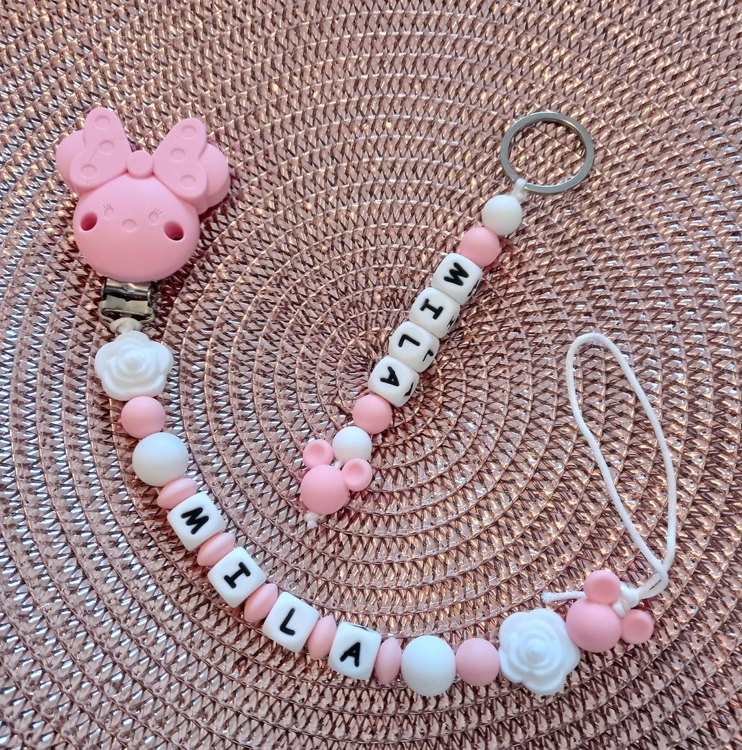 Minnie. Duo Personalized Pacifier Clip and Matching Keychain. Baby Mom ...
