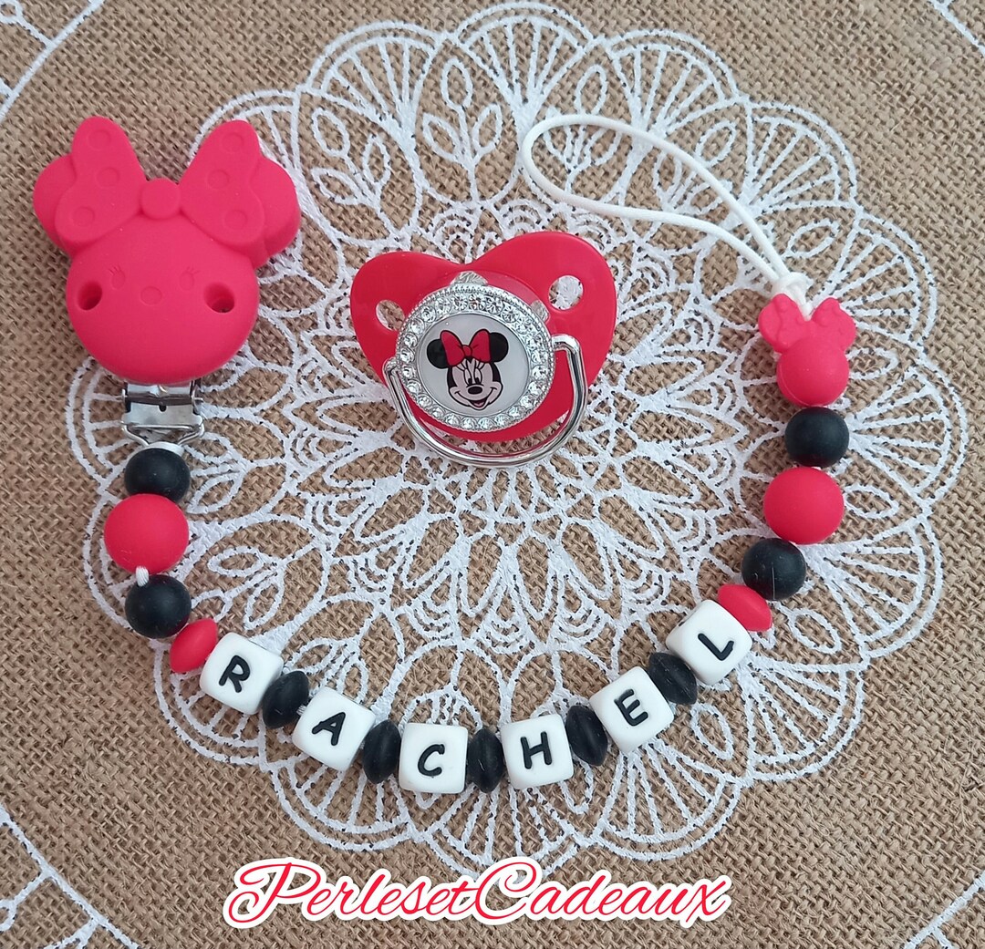 Personalized Red Minnie Pacifier Clip and Matching Pacifier Baby Birth ...