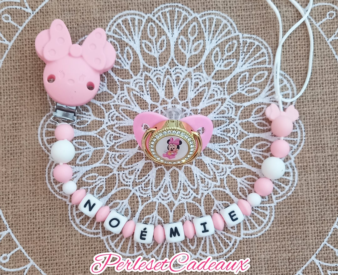 Personalized Minnie Pink Pacifier Attachment and Matching Pacifier Gift ...