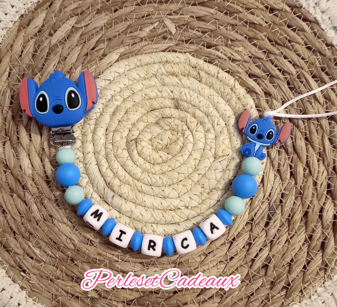 Stitch Personalized Pacifier Clip Stitch Blue Baby Gift MAM - Etsy