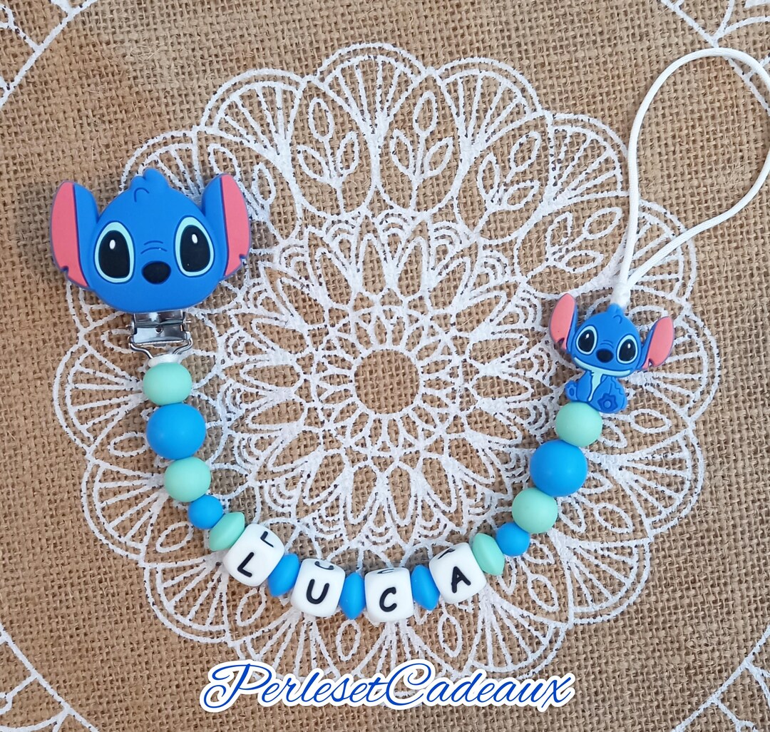 Pacifier Clip Personalized Stitch Blue Baby Birth Gift. Mom. - Etsy