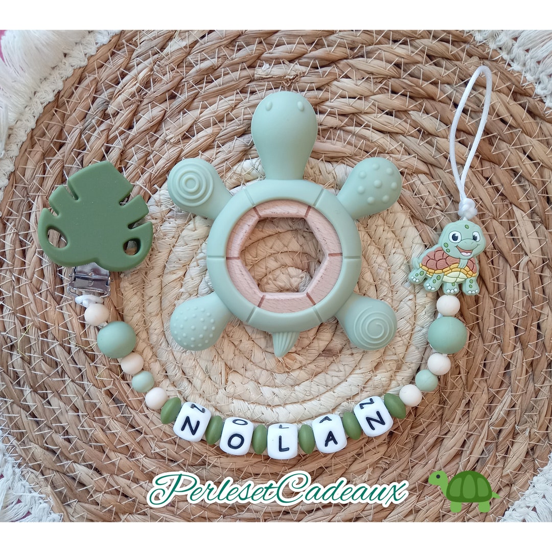 Personalized Turtle Pacifier Clip in Silicone and Matching Silicone and ...