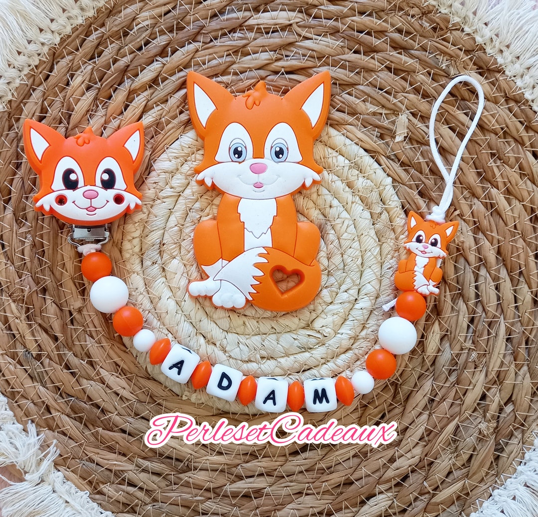 Personalized Pacifier Clip Fox Fox Matching Silicone Baby Birth Gift - Etsy