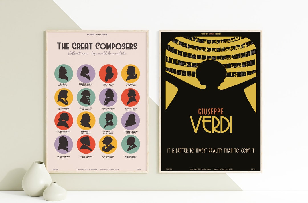 The Great Composers & Verdi. COLLECTION - Two Classical Music Posters ...