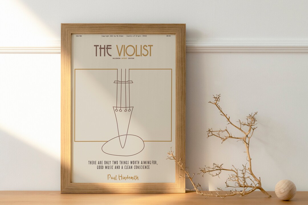 The Violist - Classic Music Poster, Music Wall Art, Musicians, Mustard ...