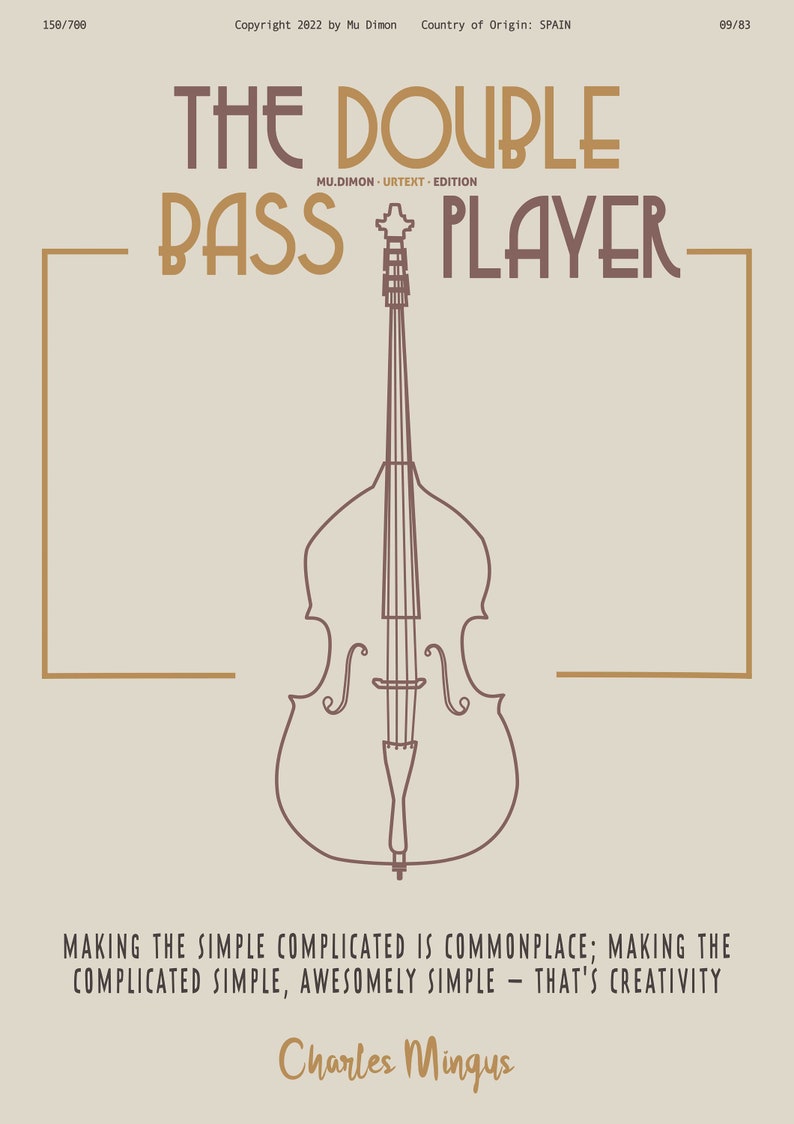 The Double Bass Player Classic Music Poster, Music Wall Art, Musicians ...
