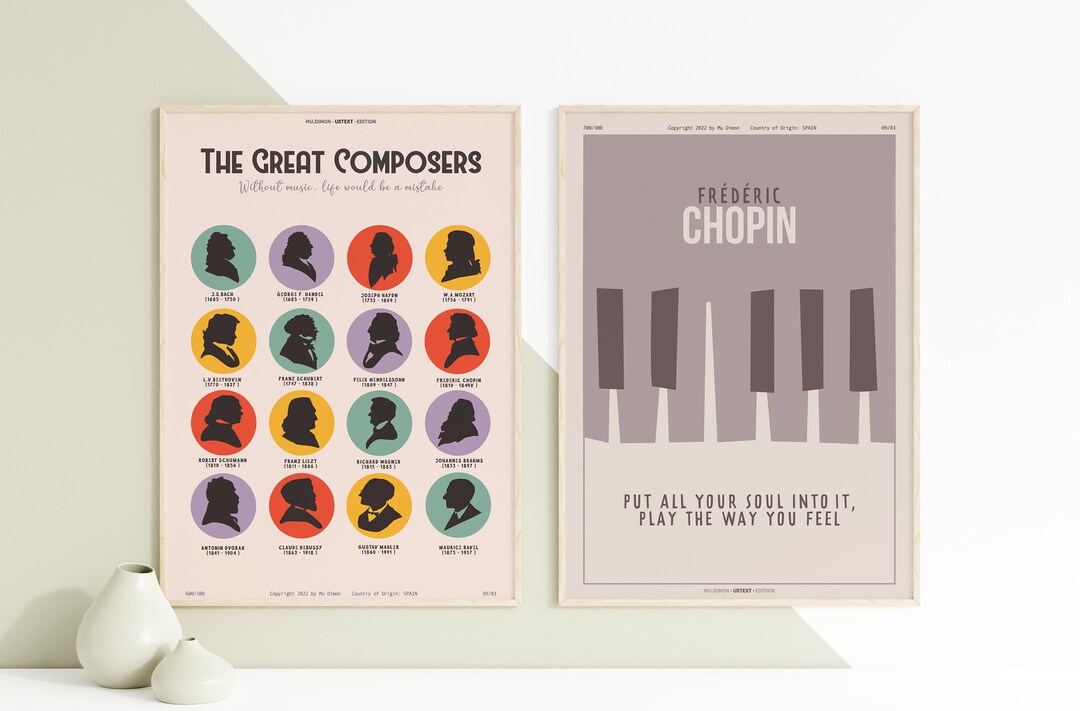 The Great Composers & Chopin. COLLECTION - Two Classical Music Posters, Music Wall Art ...