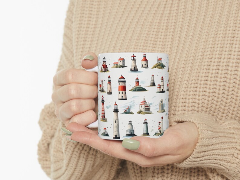US Inspired Lighthouses Mug, Lighthouses Mug Gift, Nautical Kitchen Mug ...
