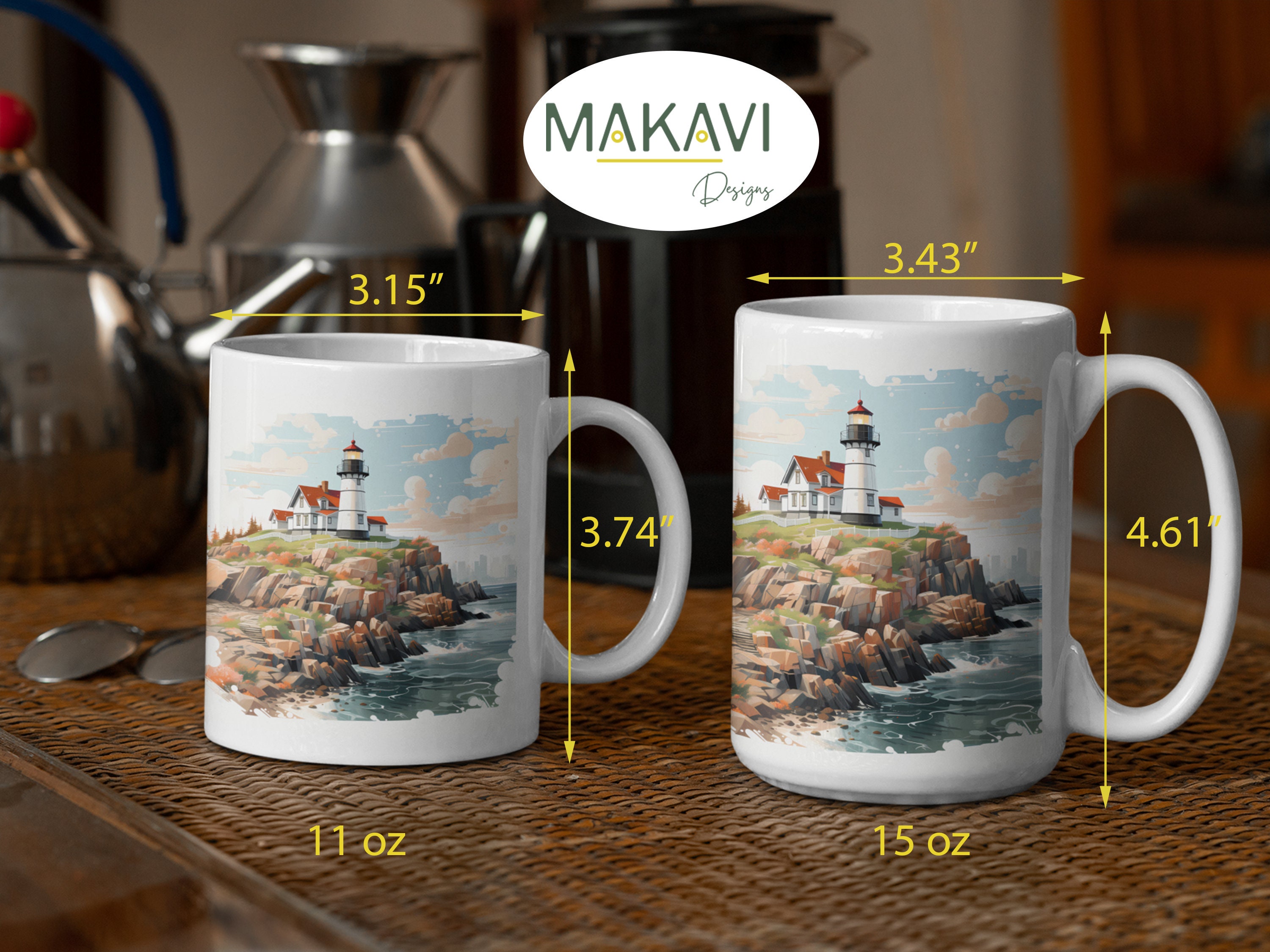 Nubble Lighthouse Mug, Lighthouse Gift, Nautical Kitchen Mug ...