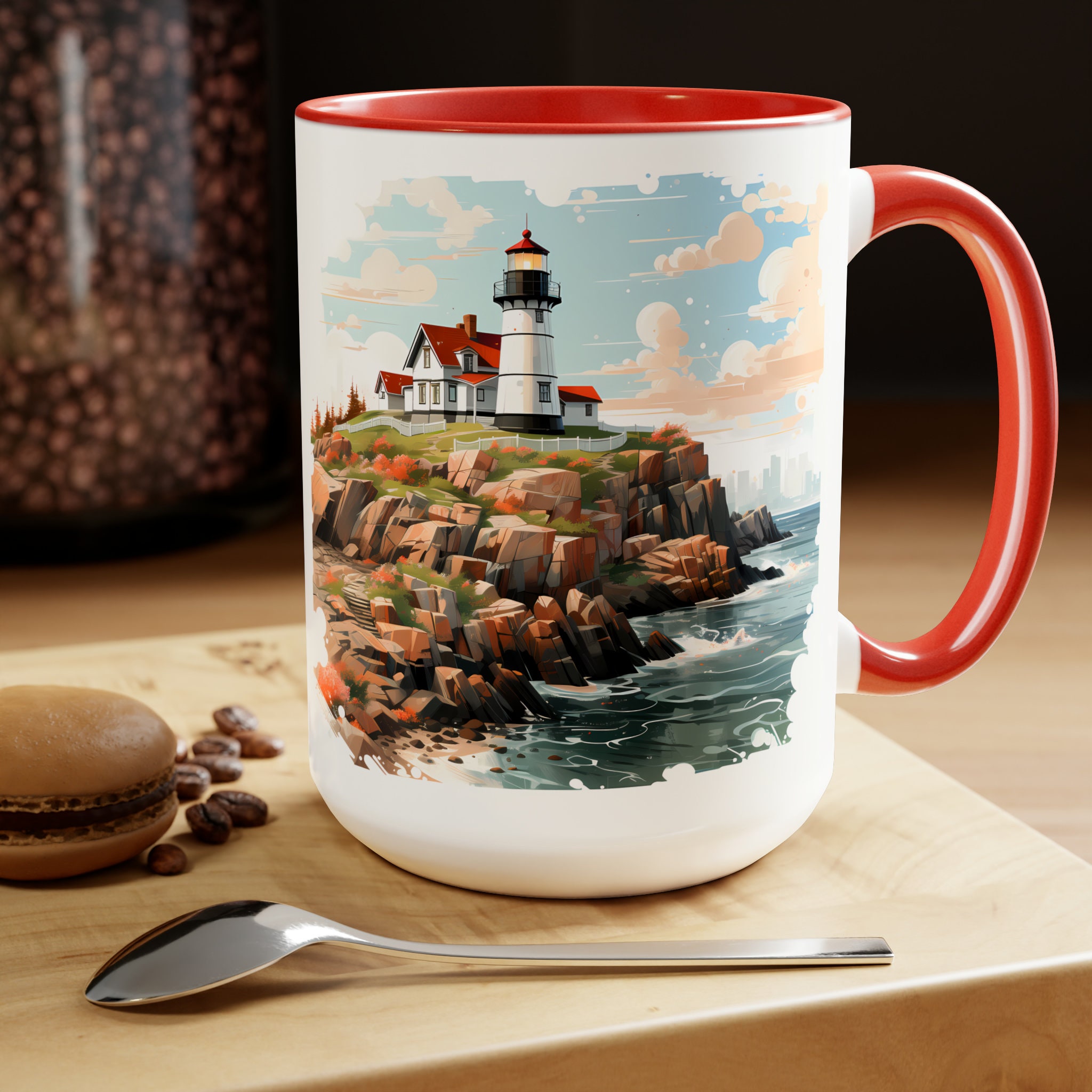 Nubble Lighthouse Mug, Lighthouse Gift, Nautical Kitchen Mug ...