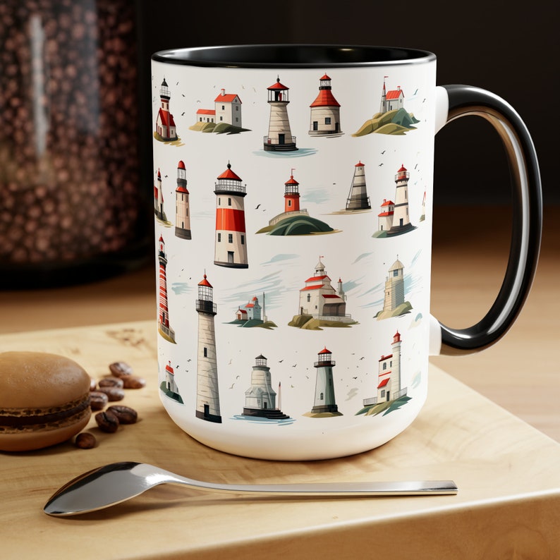 US Inspired Lighthouses Mug, Lighthouses Mug Gift, Nautical Kitchen Mug ...