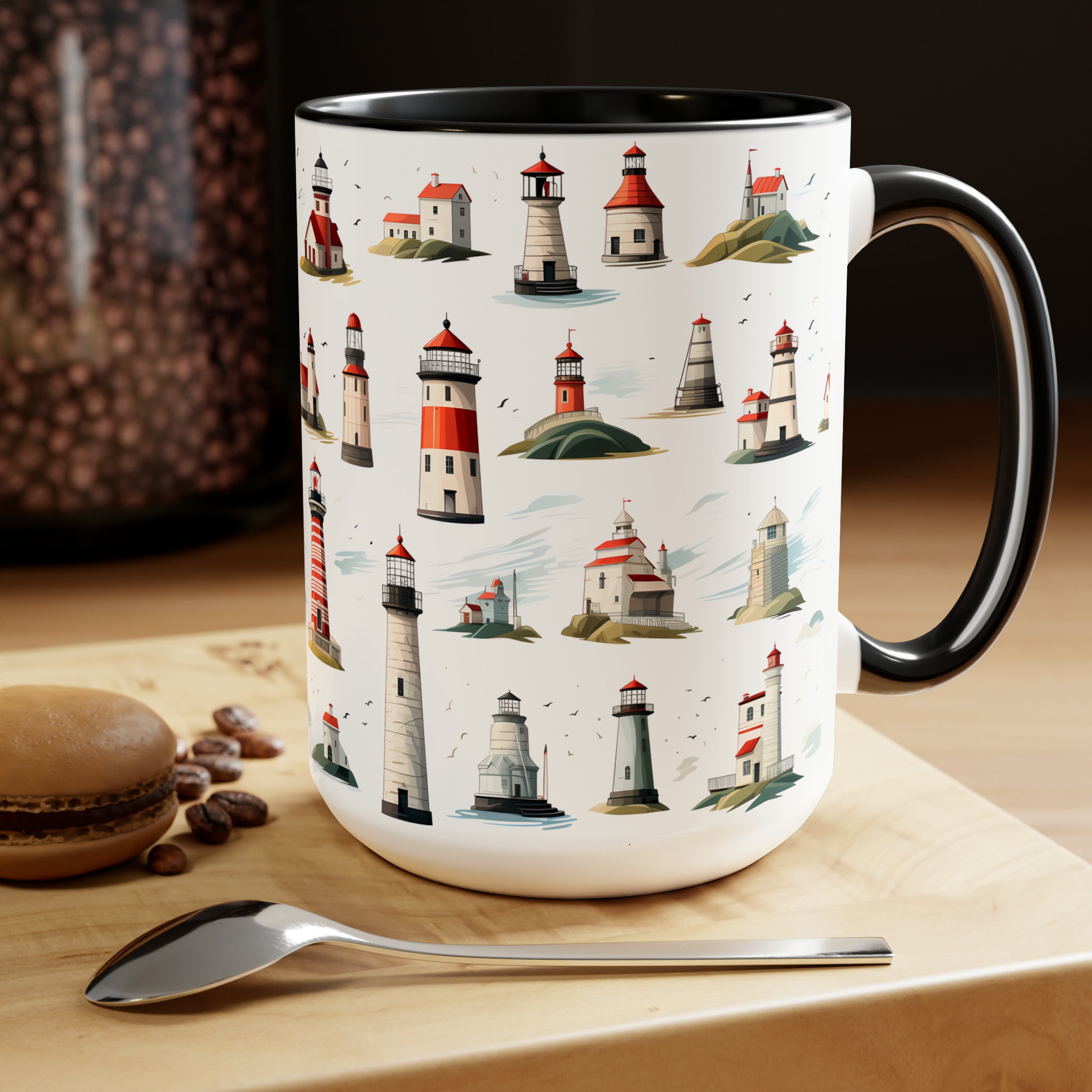 US Inspired Lighthouses Mug, Lighthouses Mug Gift, Nautical Kitchen Mug ...