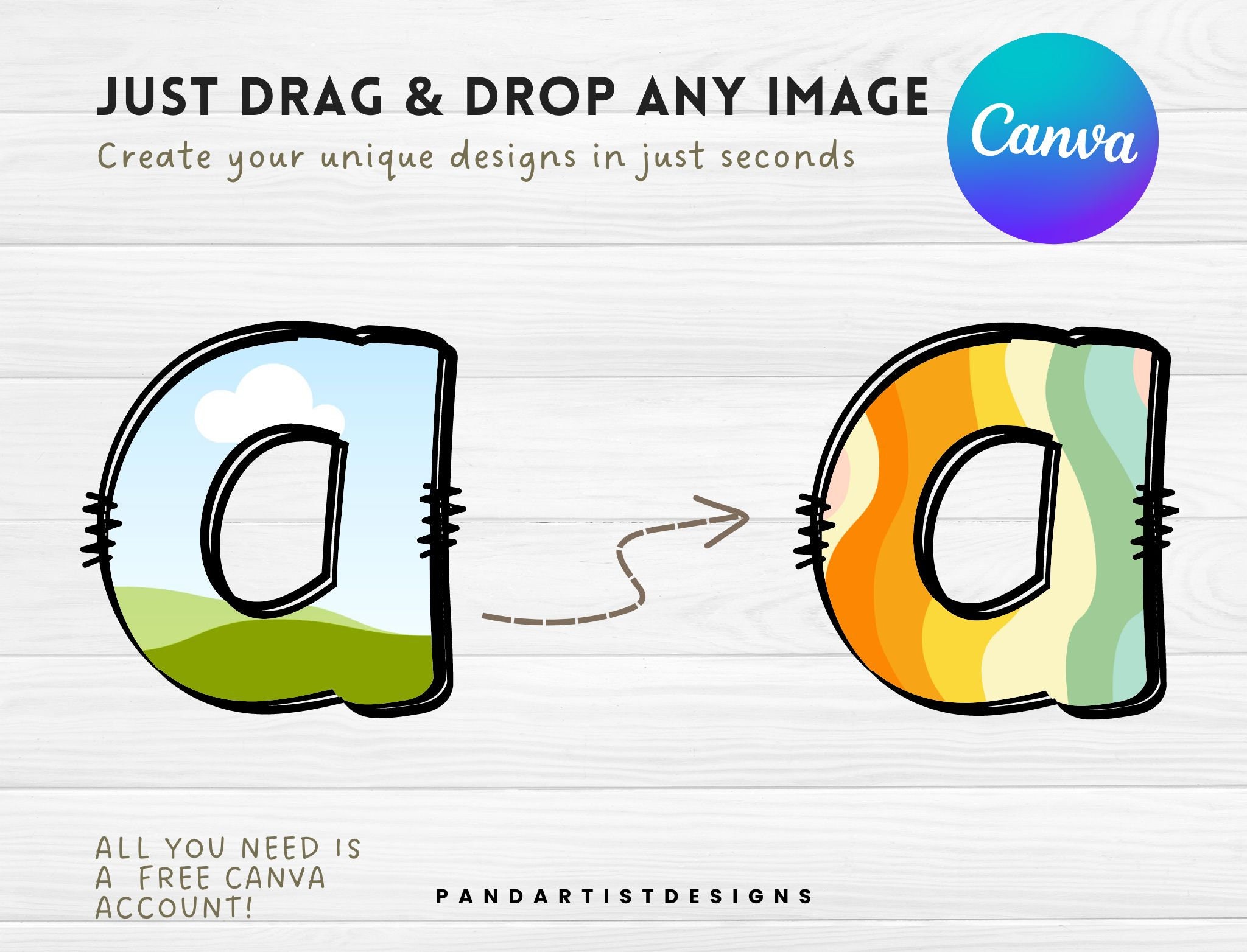 Fill Your Own Lowercase Doodle Letters & Number, Canva Frame Alphabet ...