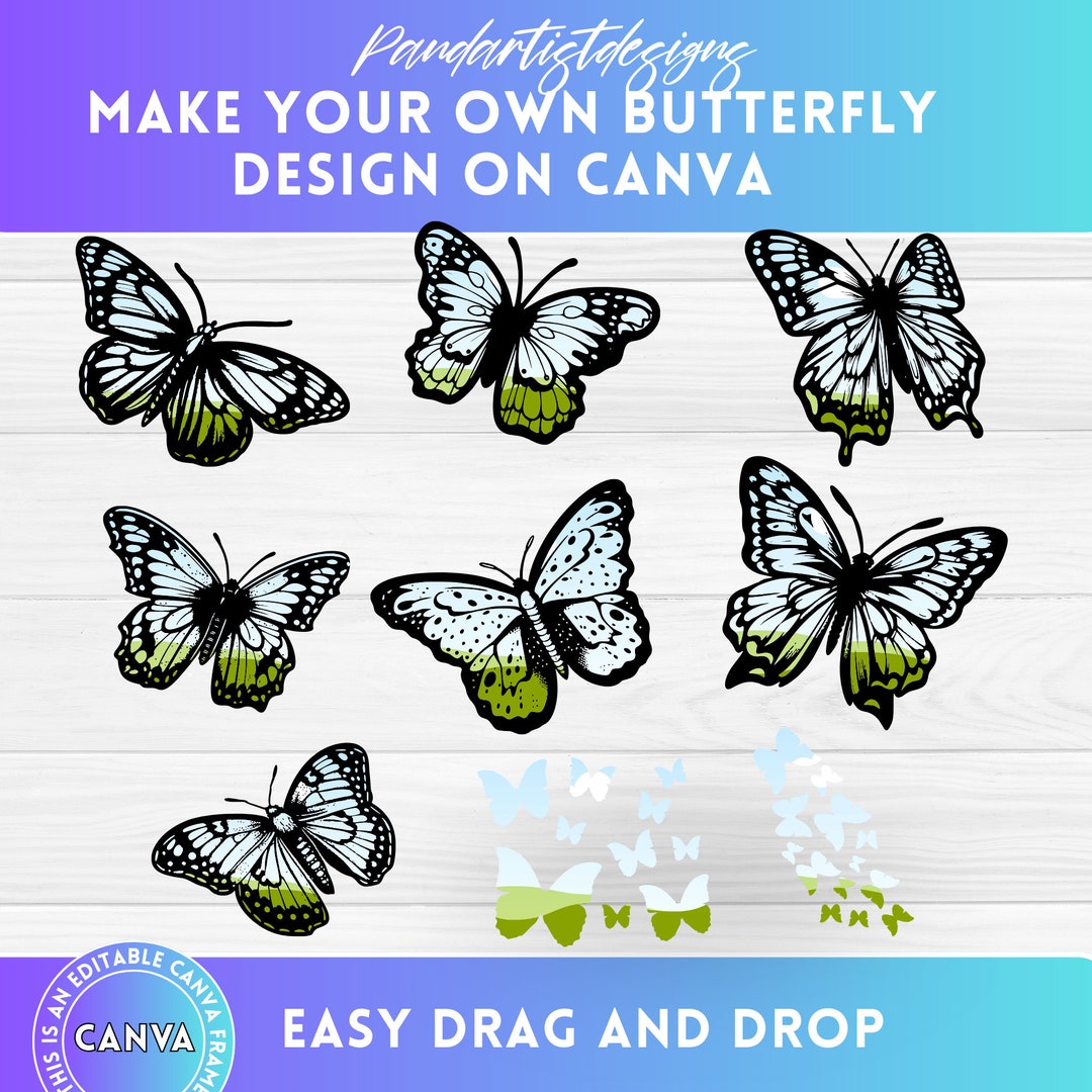 Make Your Own Butterfly Design on CANVA, Editable Canva Frames Bundle ...