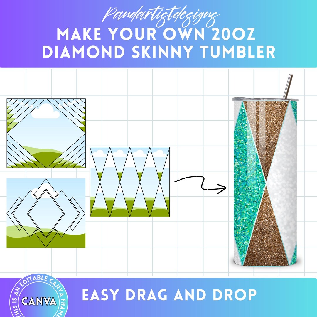 Design Your Own Diamond Tangram Tumbler Wraps on Canva, Straight 20oz ...