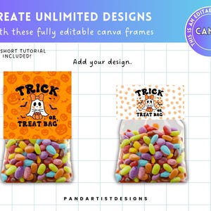 Treat Bag Toppers Editable Canva Template, Canva Frames Bundle, Drag ...