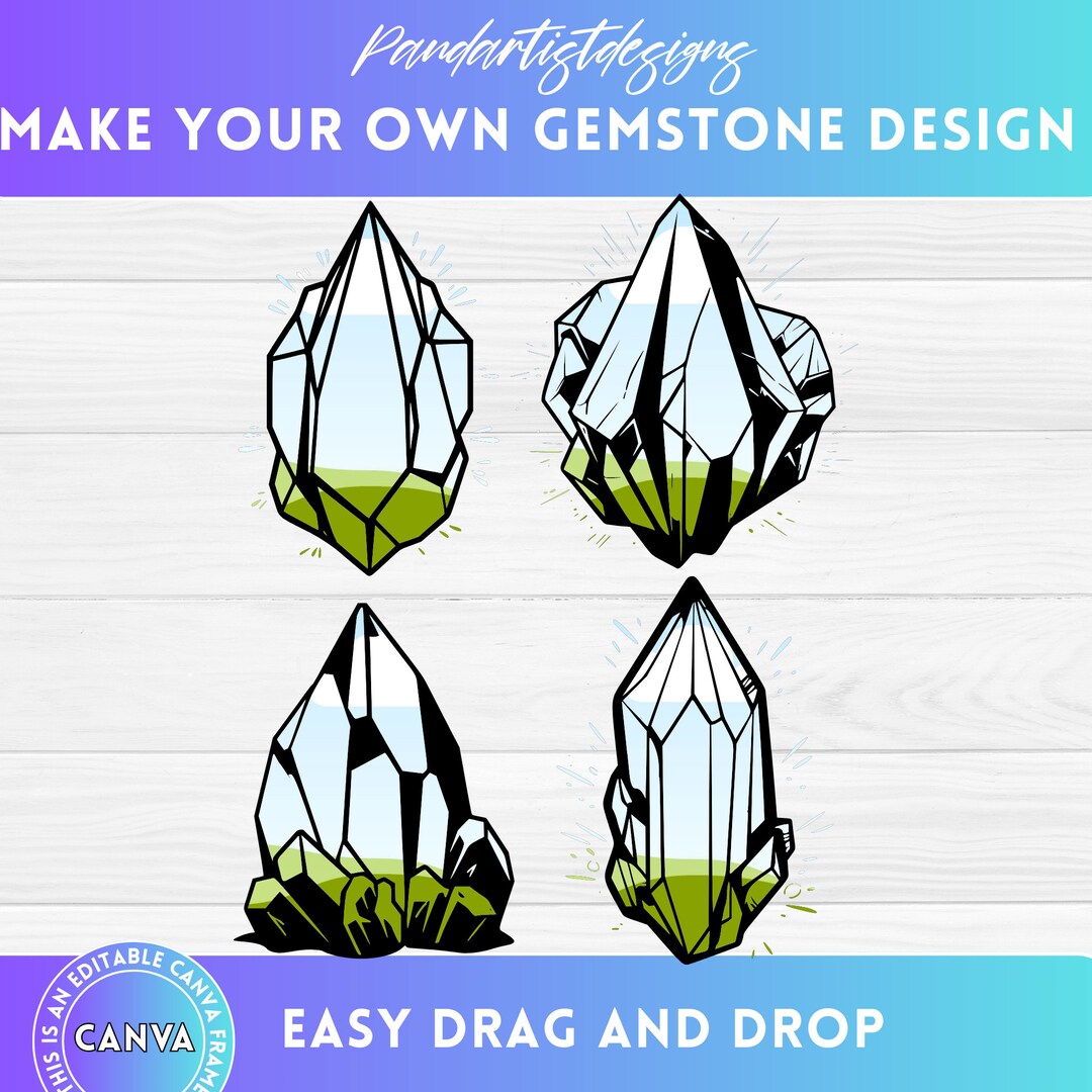 Custom Your Crystal Gemstones - Editable CANVA Frame Bundle - Create ...