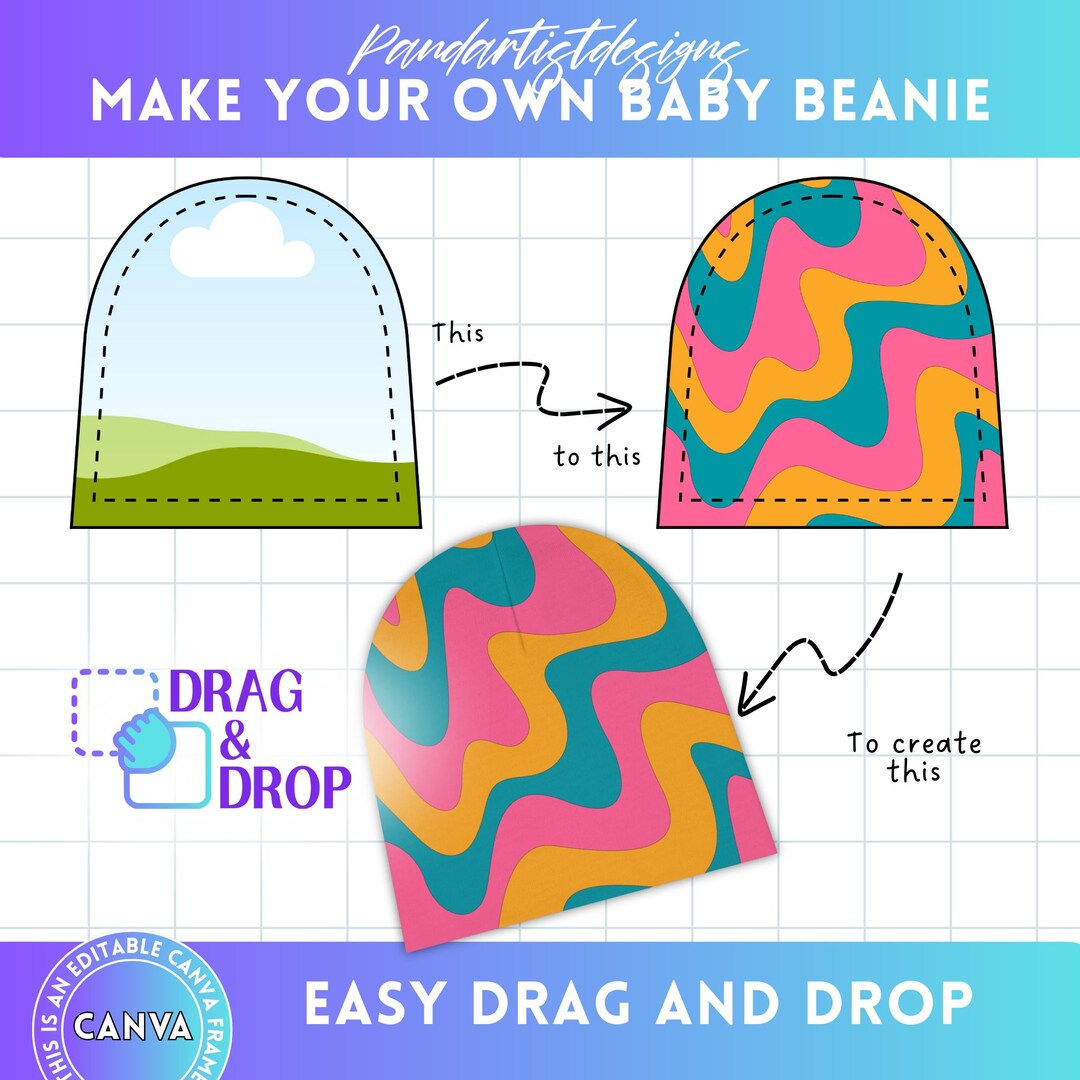 Baby Beanie Editable Canva Template, DIY Beanies, Frame Size Chart ...