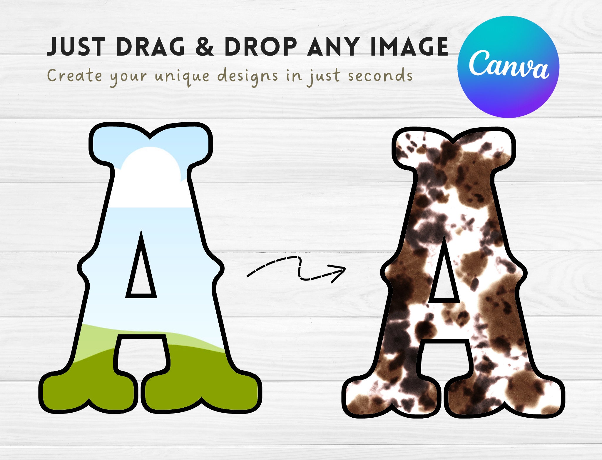 Canva Frames Western Uppercase Letters and Numbers, Drag and Drop ...