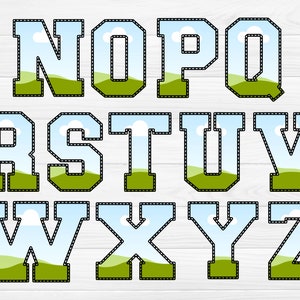 Canva Frames Varsity Stitch Alphabet, Fill Your Own Uppercase College ...