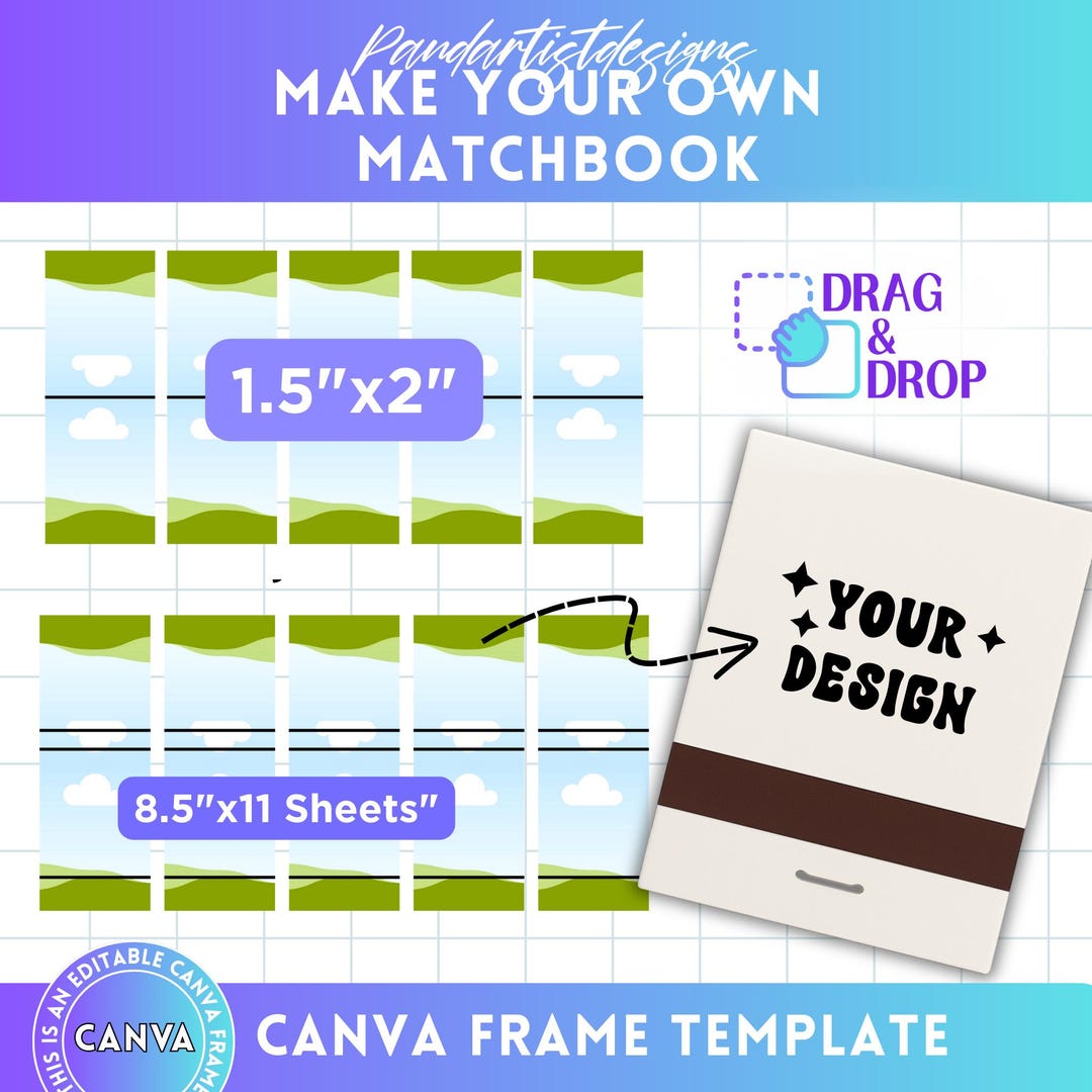 Matchbook Editable Canva Template, Matchbook Label Frame, Drag and Drop ...