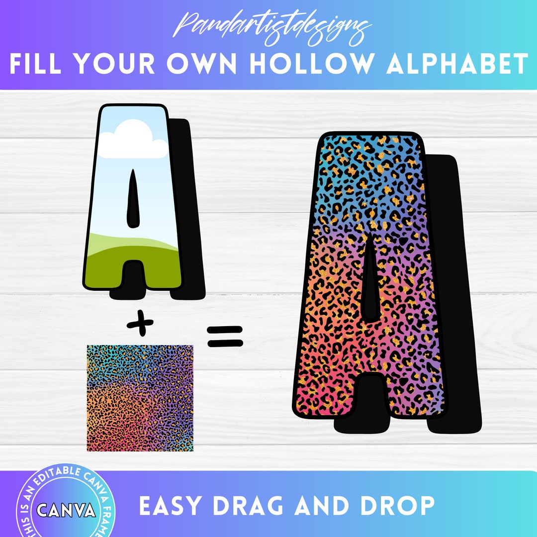 Fill Your Own Wide Letters With Block Shadow, Canva Frame Alphabet ...