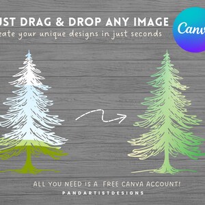 Pine Trees CANVA Frames Bundle, Mountain Forest, Canva Template, Drag ...
