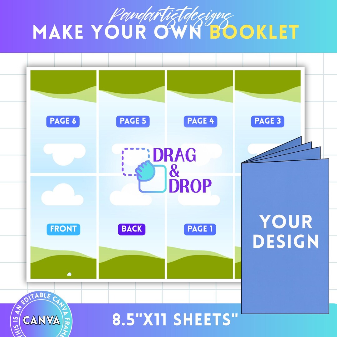 Booklet Editable Canva Template, Mini Coloring Book Template, Fold Book ...