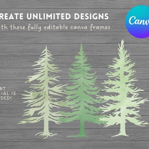 Forest Pine Trees CANVA Frames Bundle - CANVA Template - Christmas Tree ...